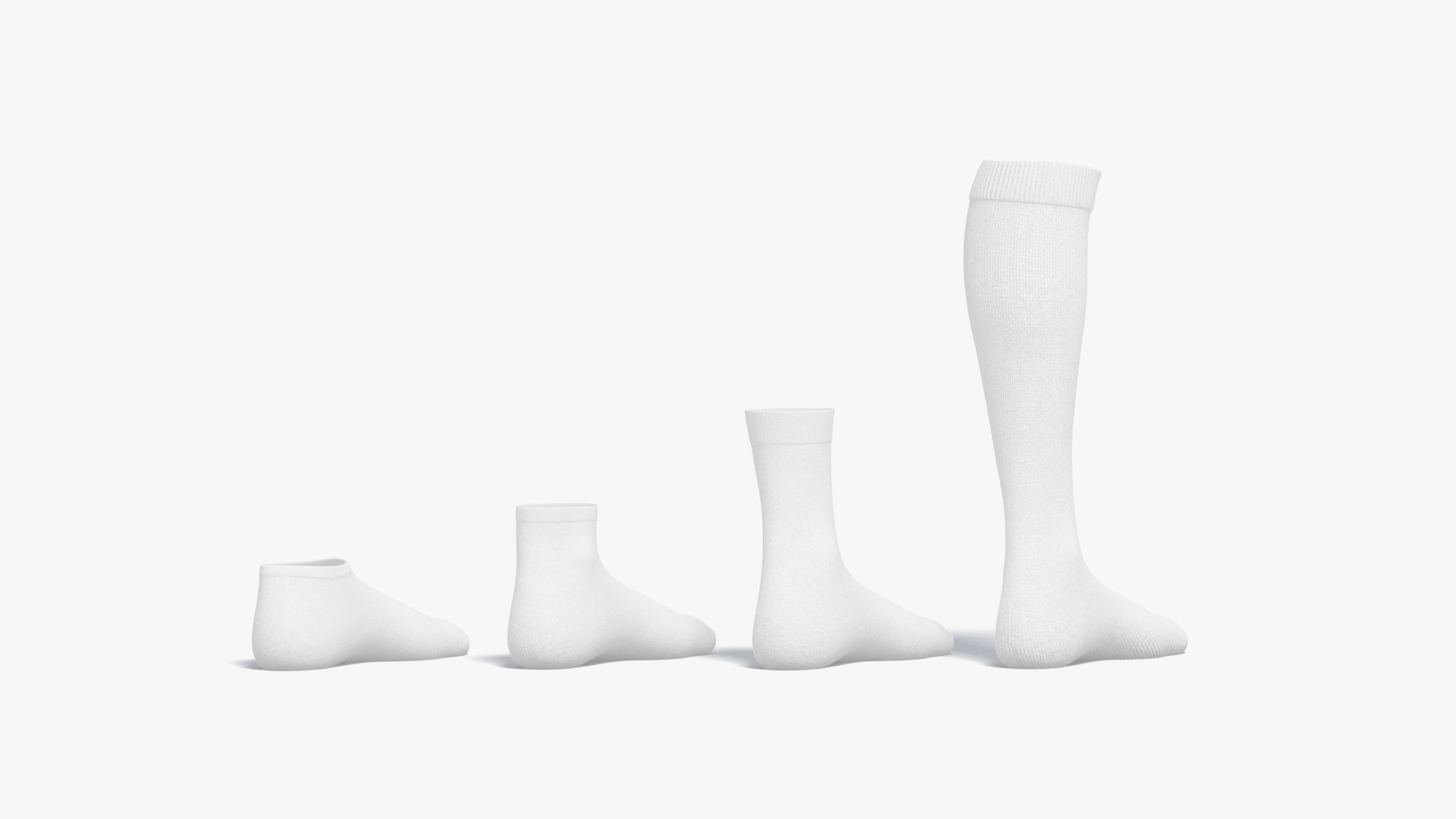 3D White Single Socks different shapes - fabric sox pair - TurboSquid ...