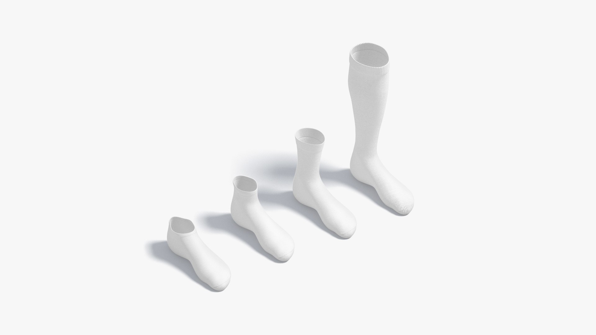 3D White Single Socks different shapes - fabric sox pair - TurboSquid ...