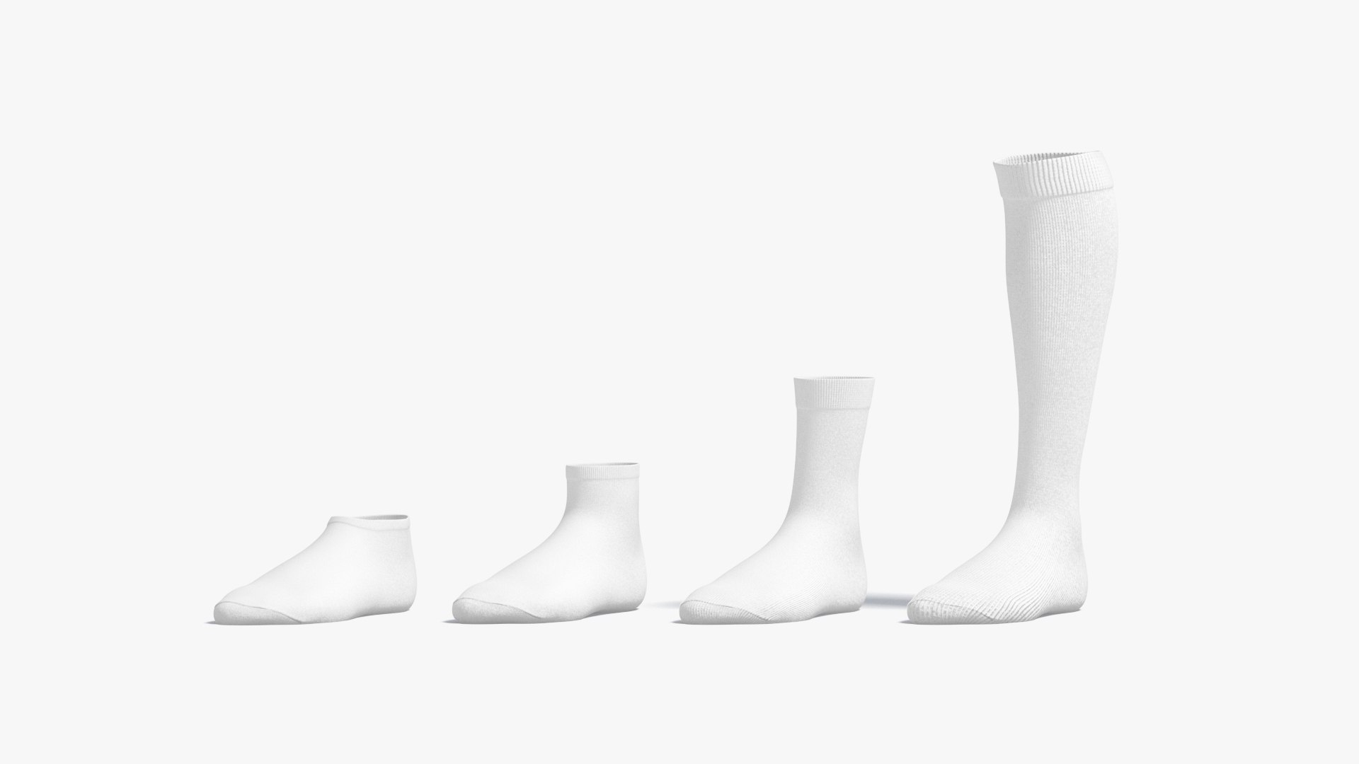 3D White Single Socks different shapes - fabric sox pair - TurboSquid ...
