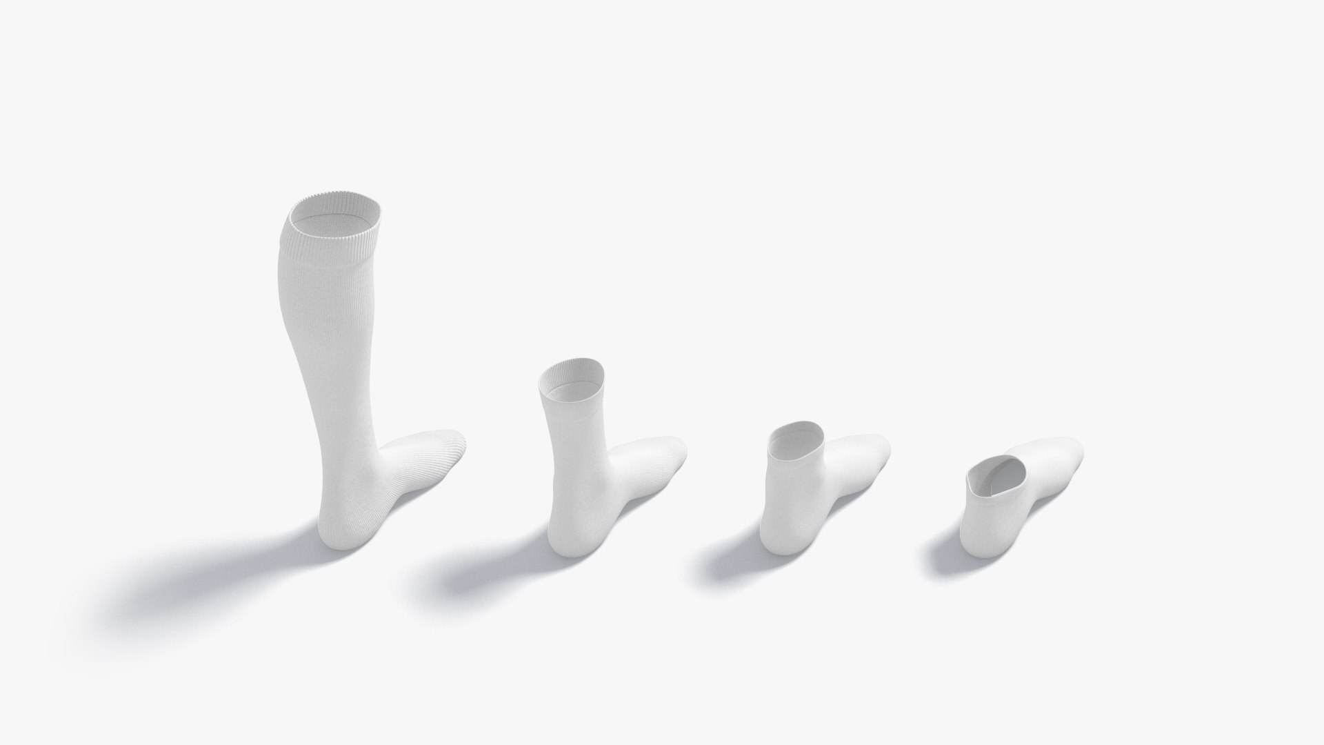 3D White Single Socks different shapes - fabric sox pair - TurboSquid ...