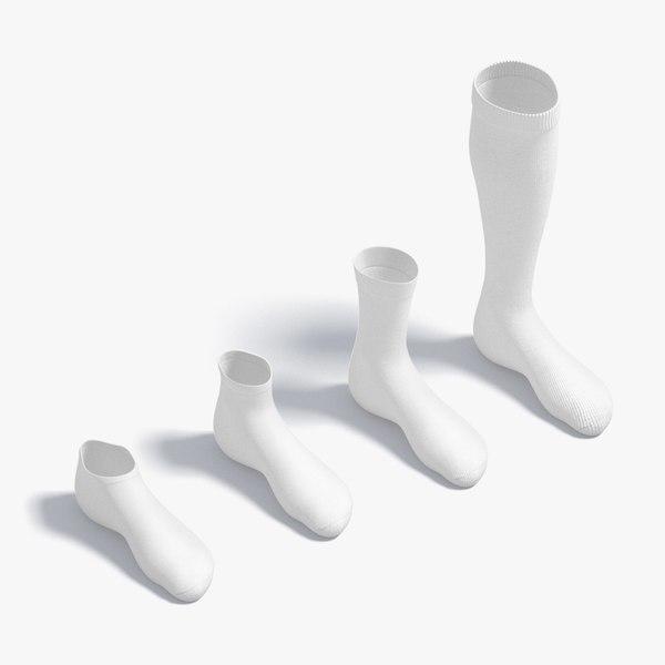 3D White Single Socks different shapes - fabric sox pair - TurboSquid ...