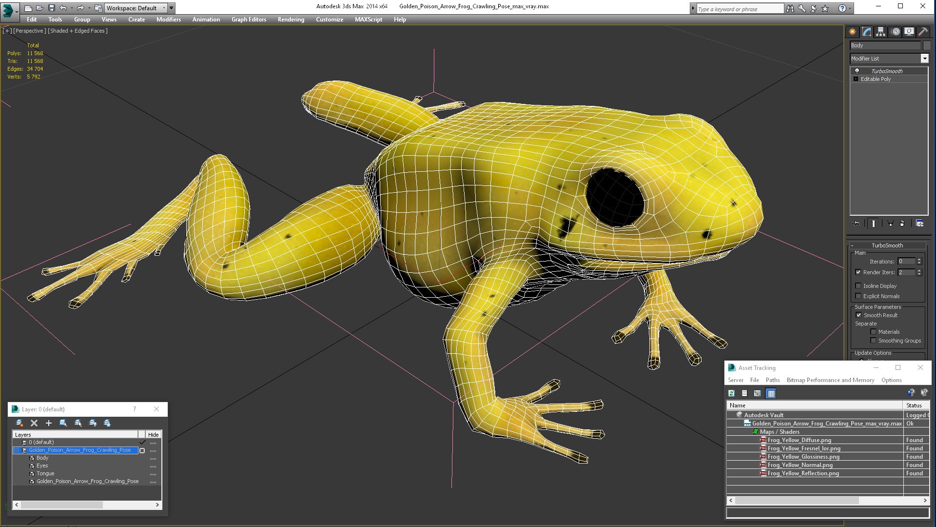 3D Golden Poison Arrow Frog Crawling Pose - TurboSquid 2189638