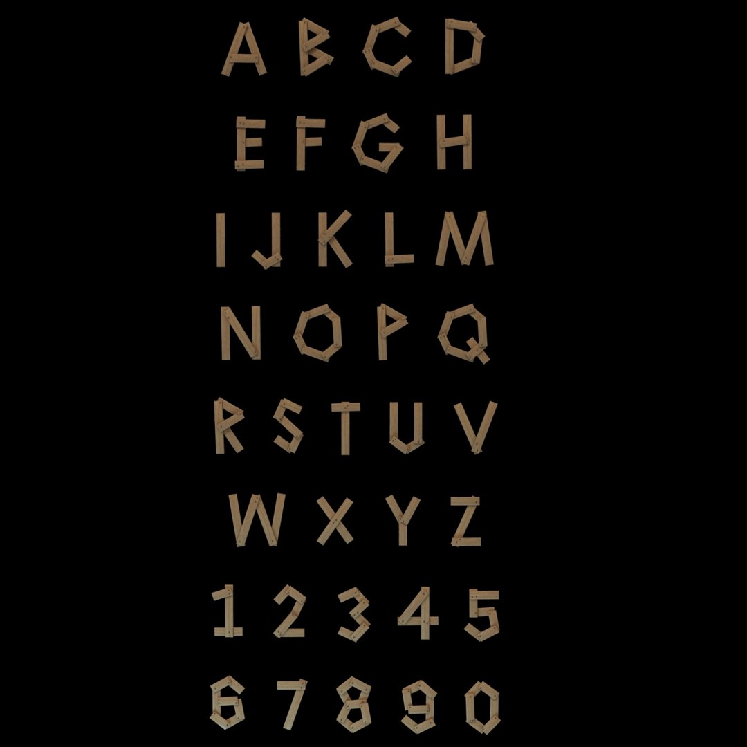 3d Model Font Wooden