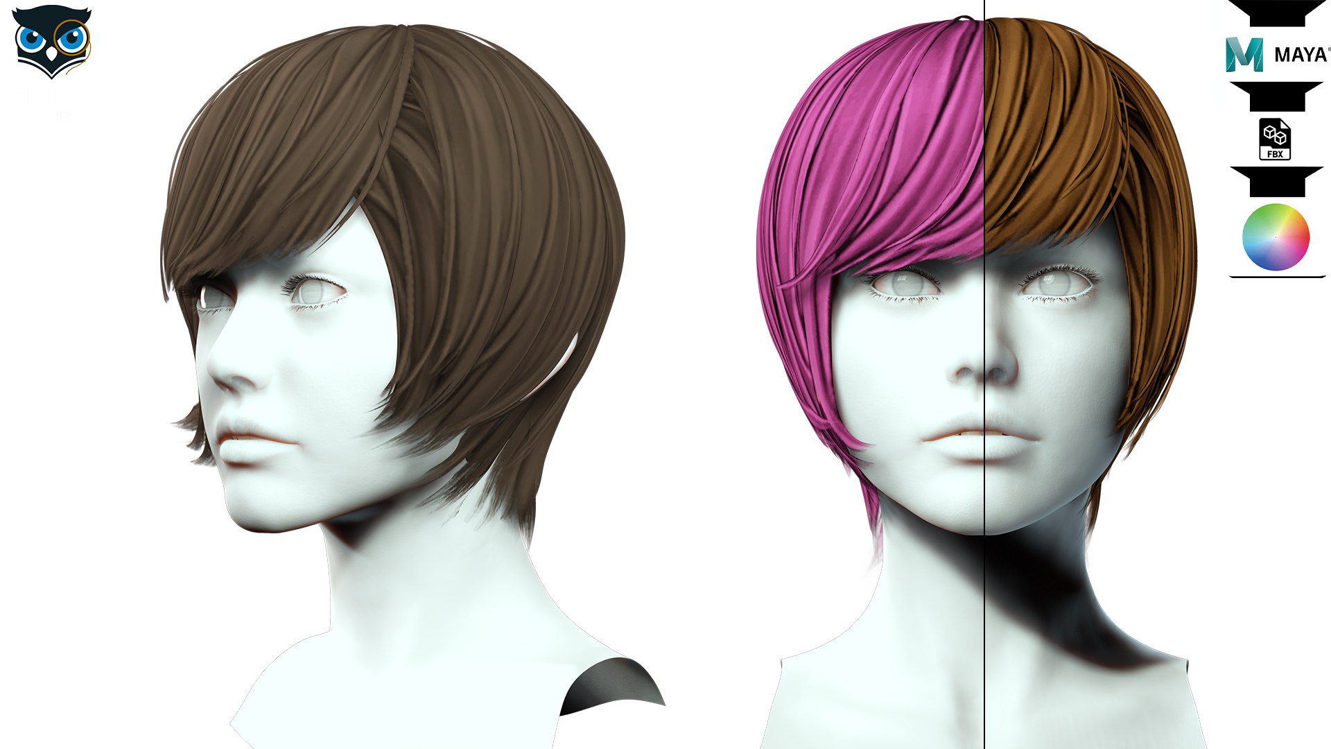 3D Female Short Hair Model - TurboSquid 2226187