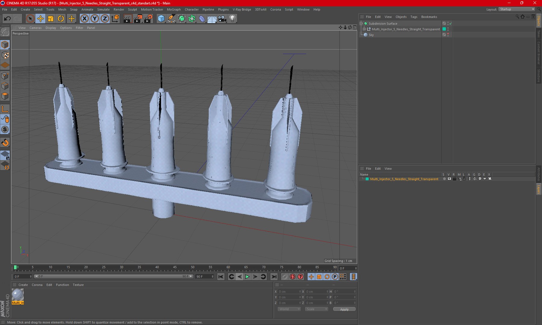 Multi Injector 5 Needles Straight Transparent Model - TurboSquid 2248264