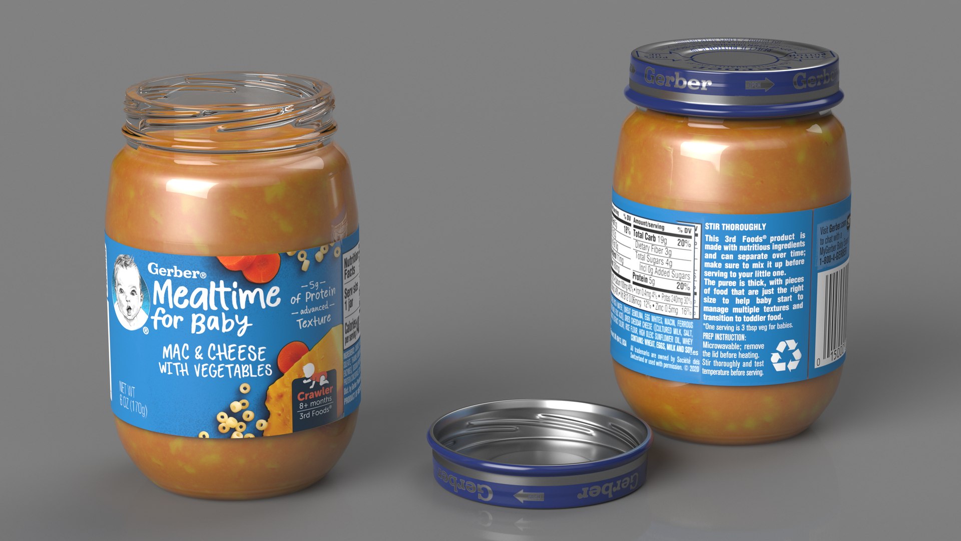 Cheese Gerber Baby Food Jar 170g 3D Model - TurboSquid 2098050