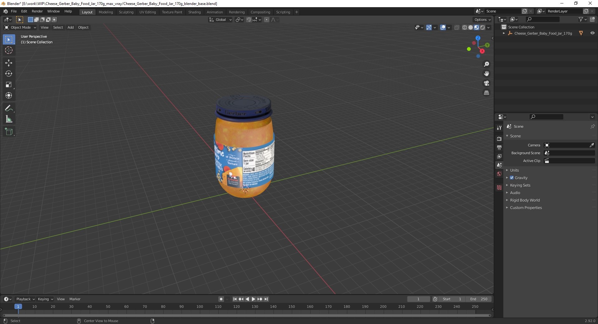 Cheese Gerber Baby Food Jar 170g 3D Model - TurboSquid 2098050