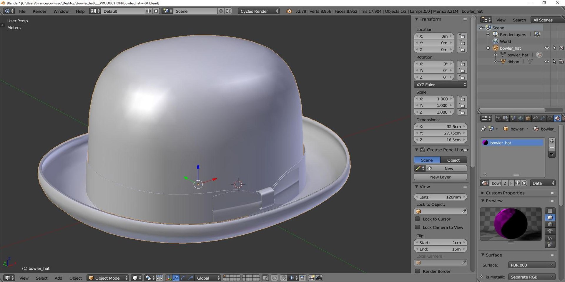 Bowler Hat 3D Model - TurboSquid 1411809