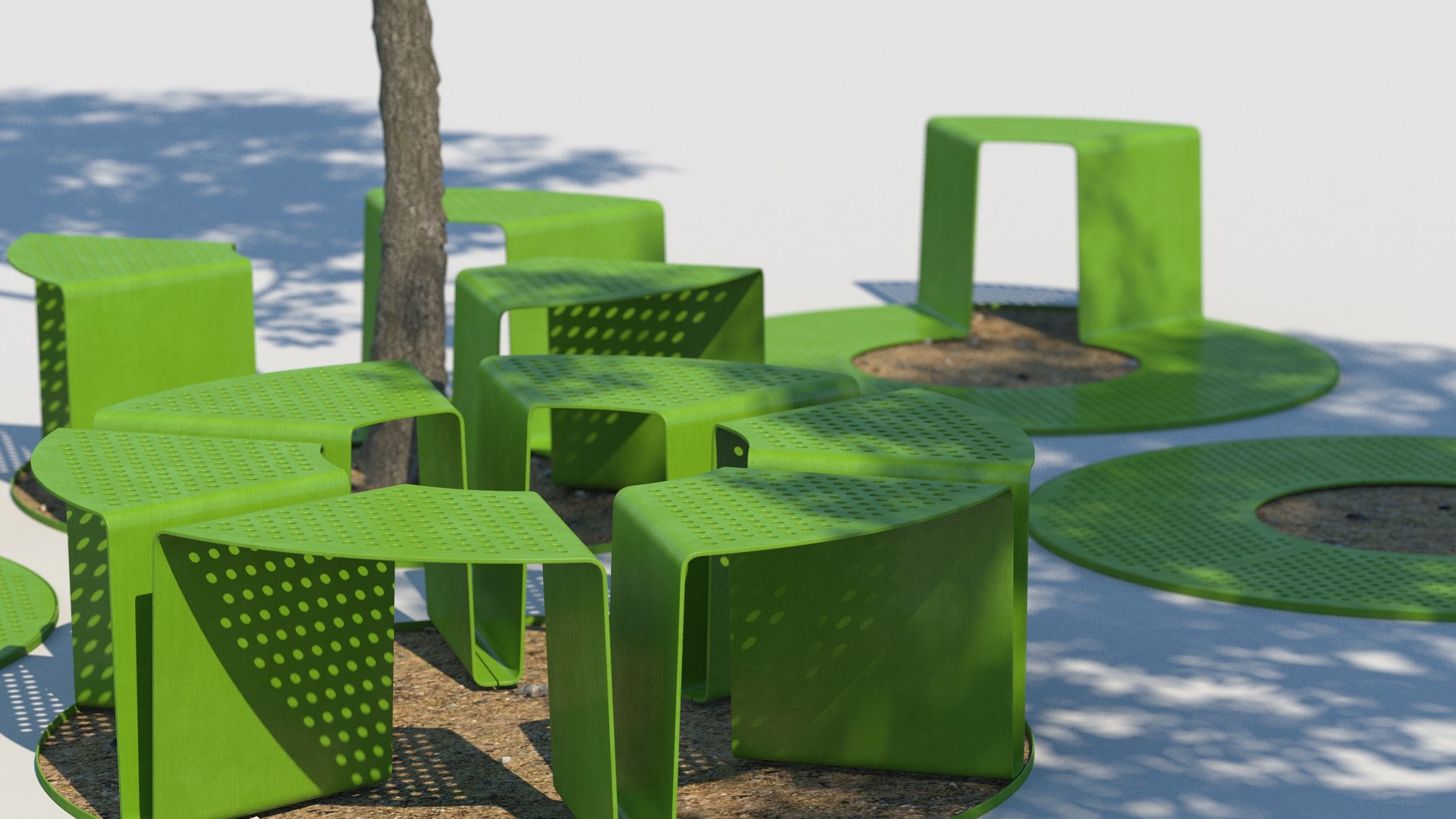 Park bench tree animation model - TurboSquid 1201708