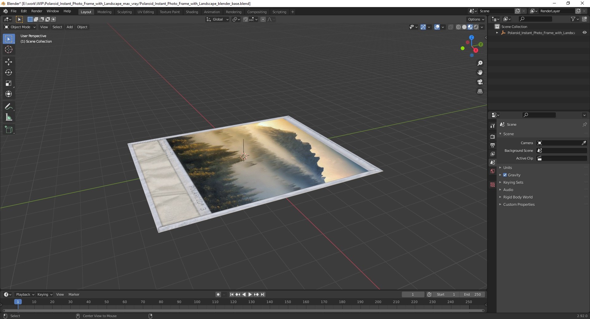 Polaroid Instant Photo Frame With Landscape 3D Model - TurboSquid 2097723