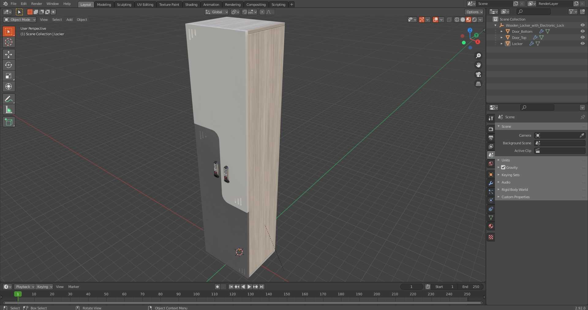 3D Wooden Locker With Electronic Lock - TurboSquid 2189634
