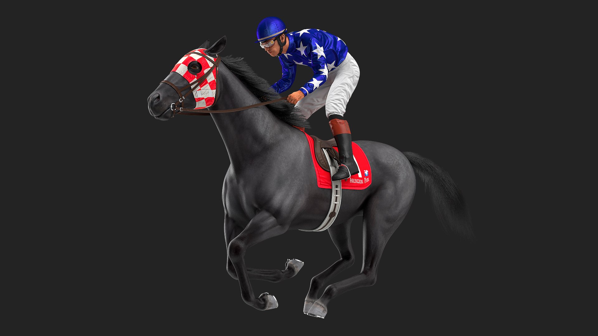 3D Model Gallop Black Racing Horse - TurboSquid 1465404