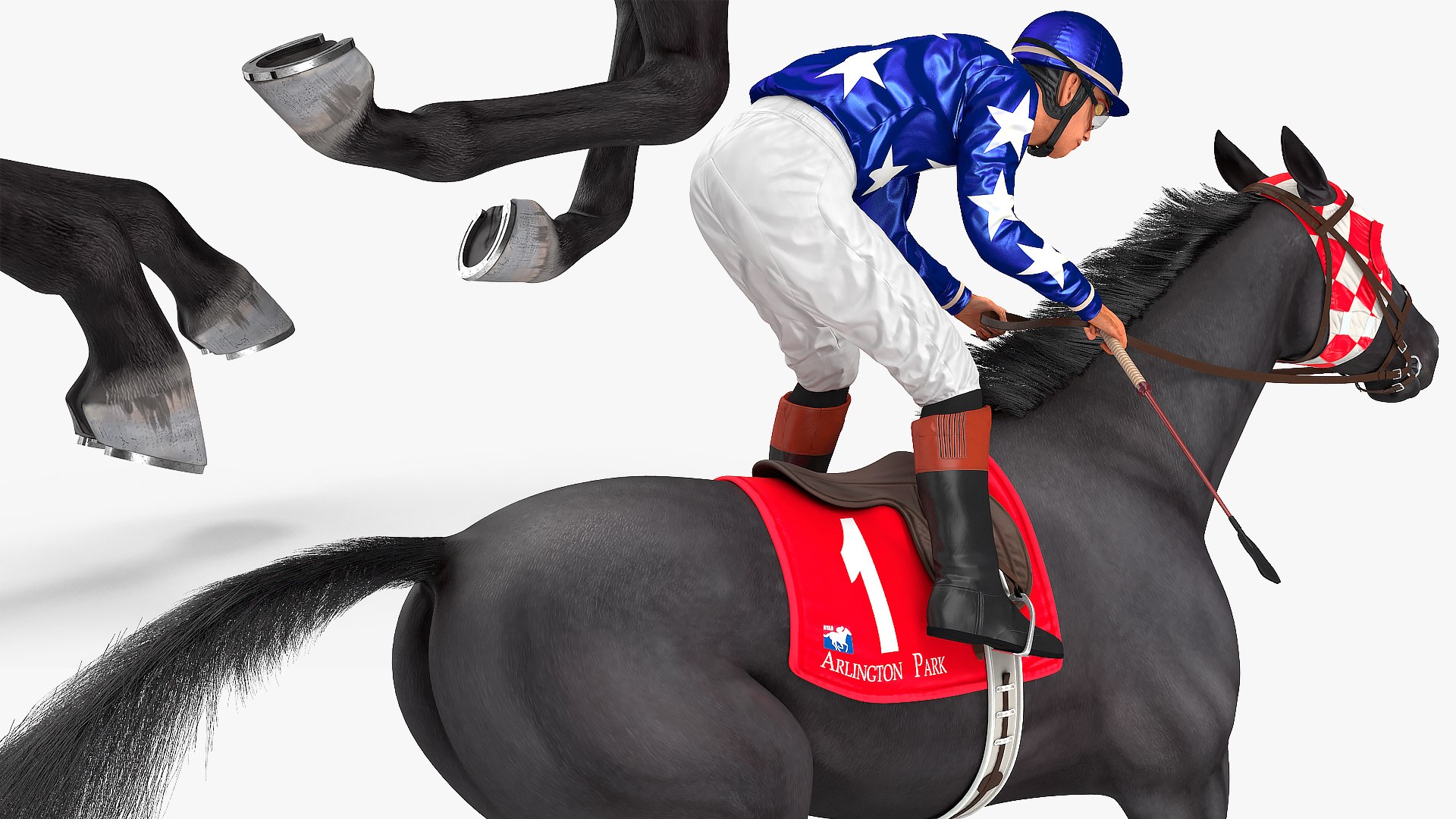 3D Model Gallop Black Racing Horse - TurboSquid 1465404