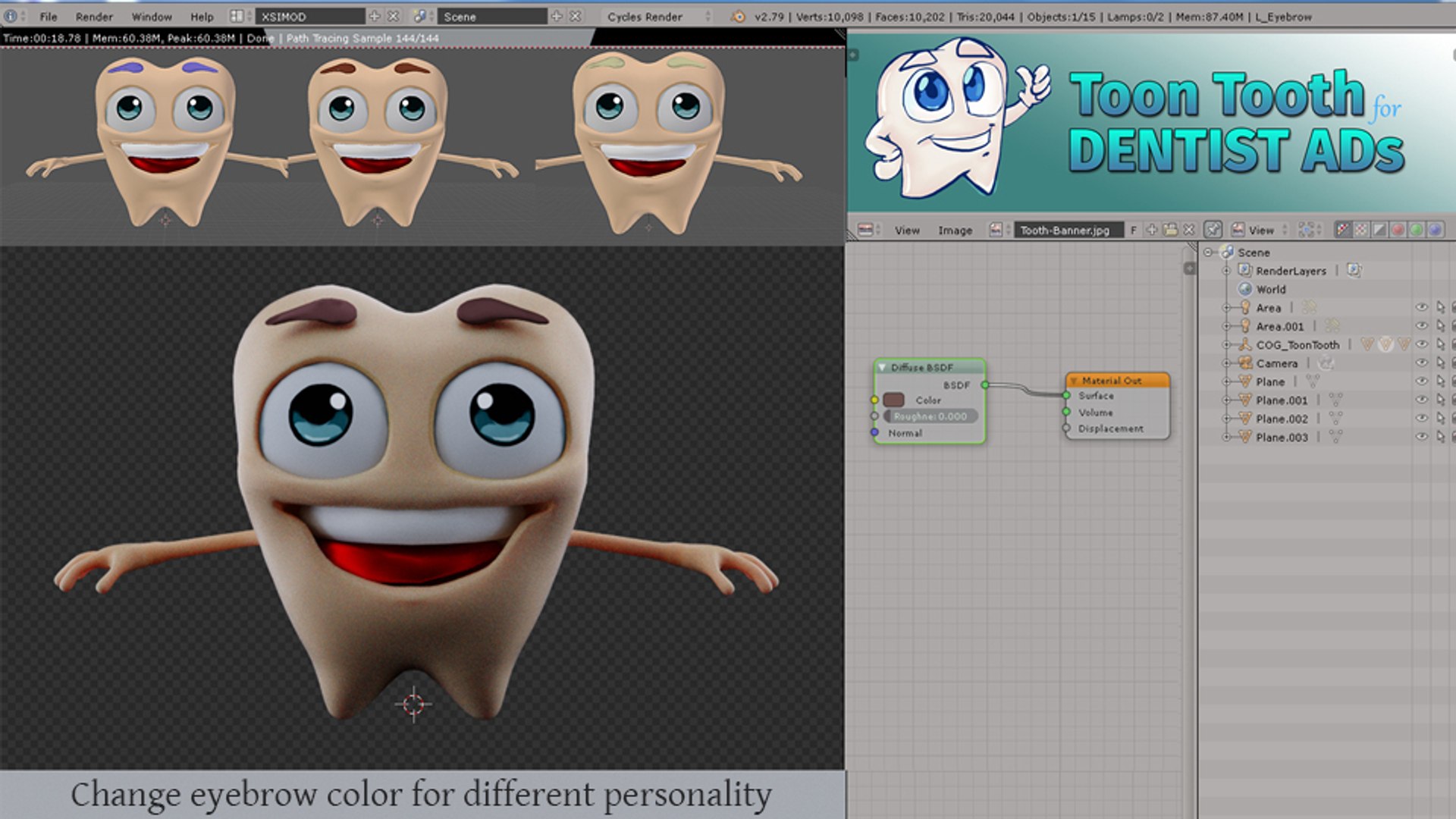 Toon Character Tooth 3D Model - TurboSquid 1273033