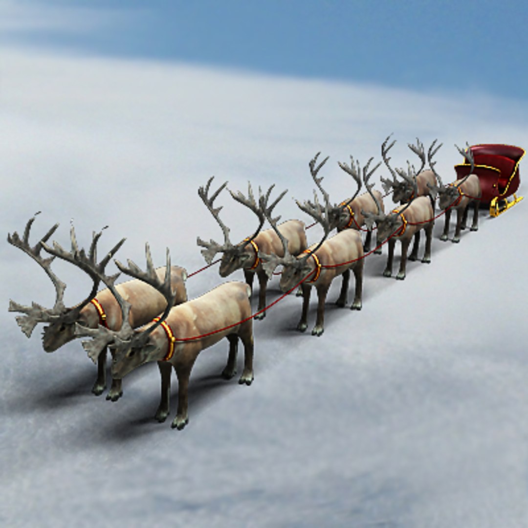 Santa Claus Sleigh Reindeer 3ds