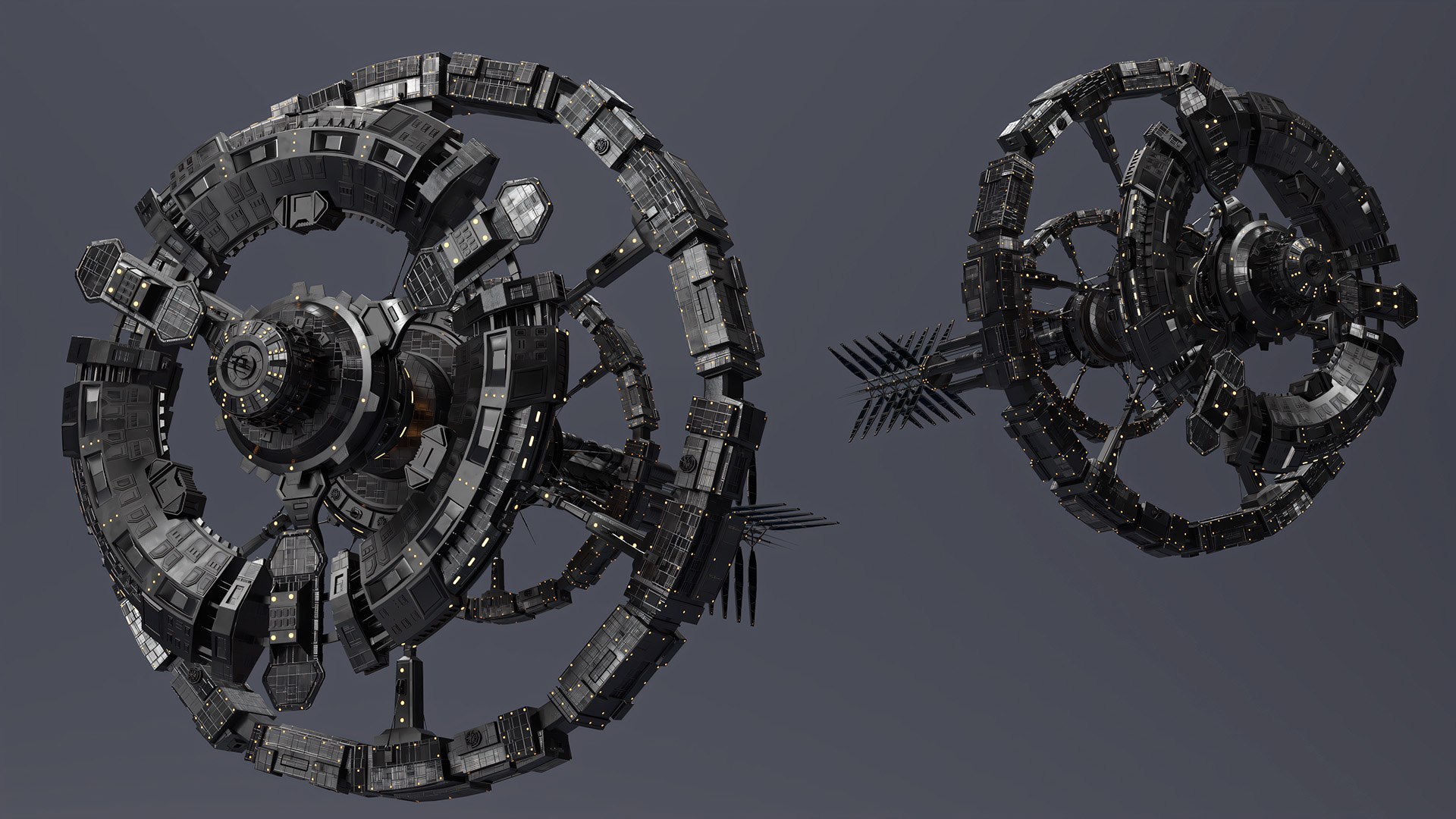 3D Sci-Fi Space Station Black - TurboSquid 2221534