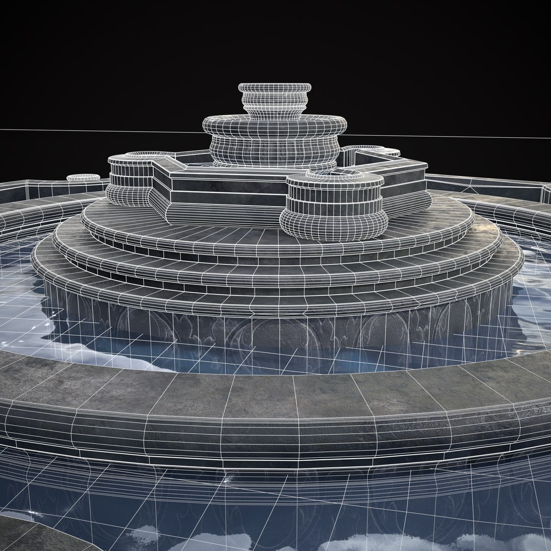 3D Octagon Water Fountain - TurboSquid 2059488