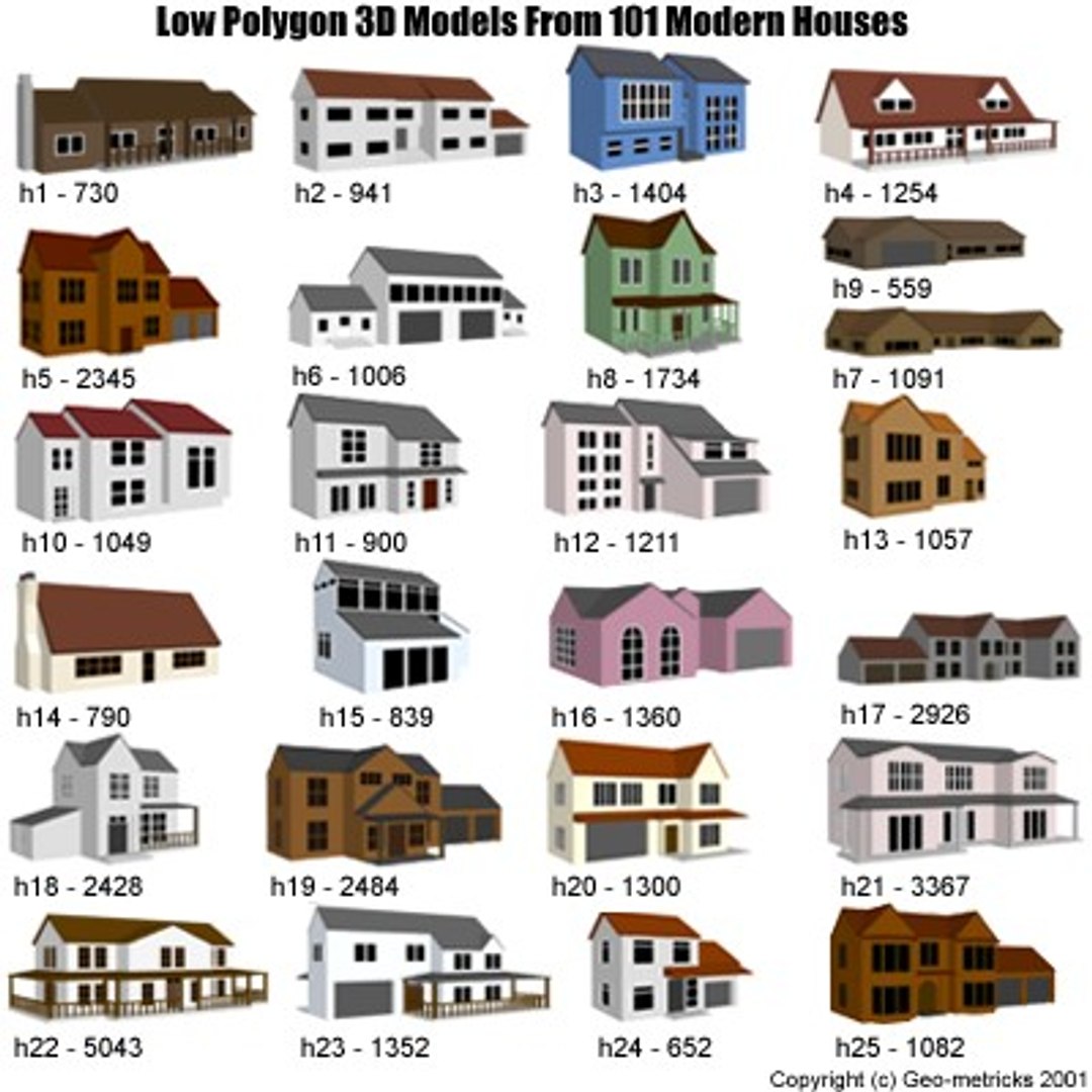 Houses Polygons Structure 3d Model