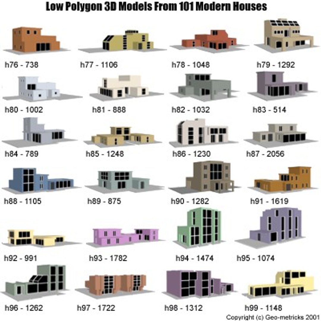 Houses Polygons Structure 3d Model