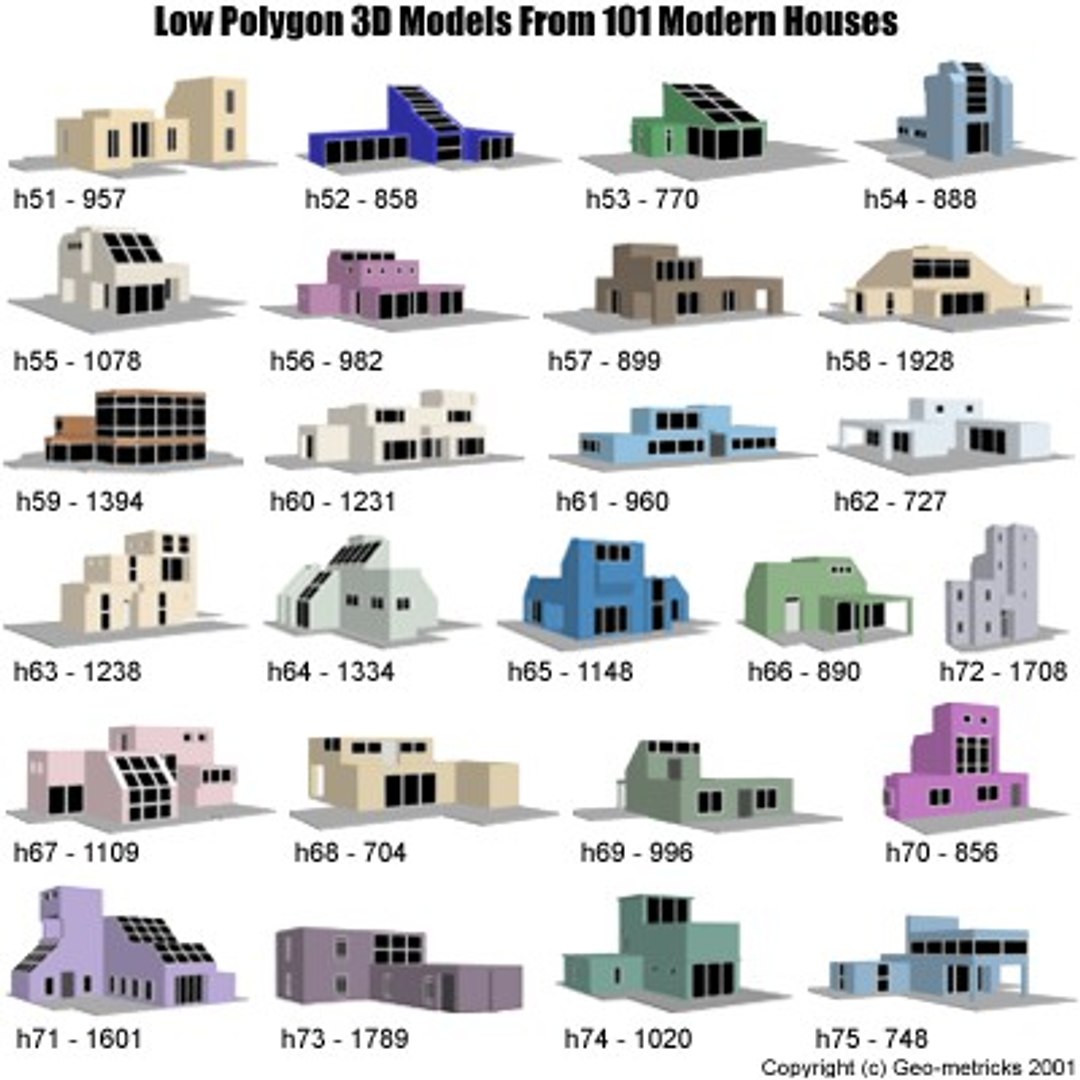 Houses Polygons Structure 3d Model
