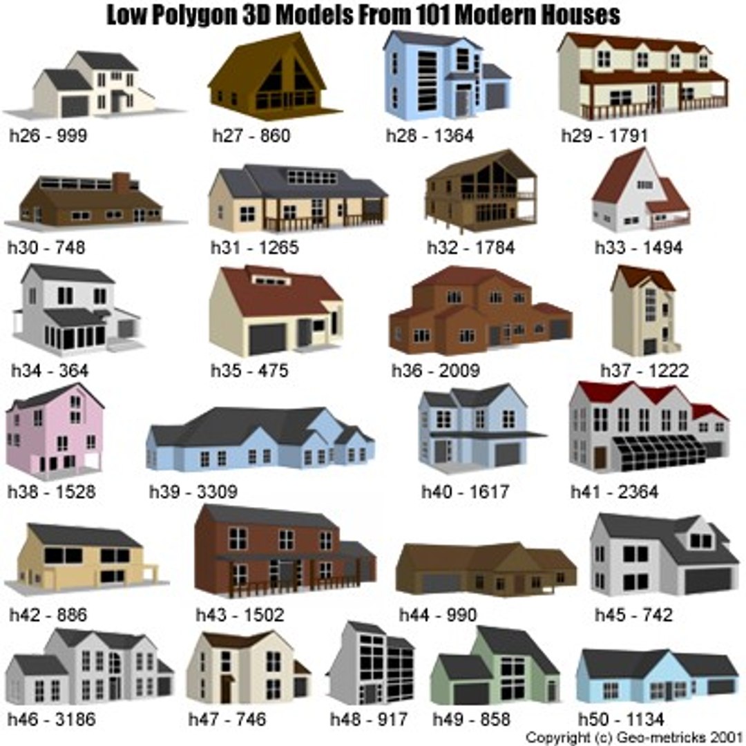 Houses Polygons Structure 3d Model