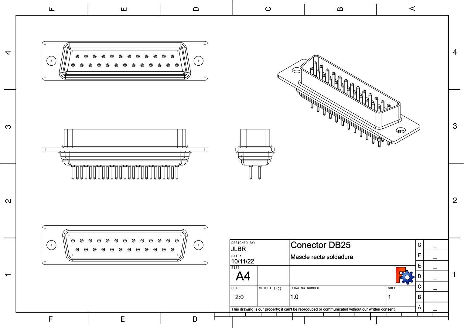 DB25 Male Connector Through Hole 3D Model - TurboSquid 1986203
