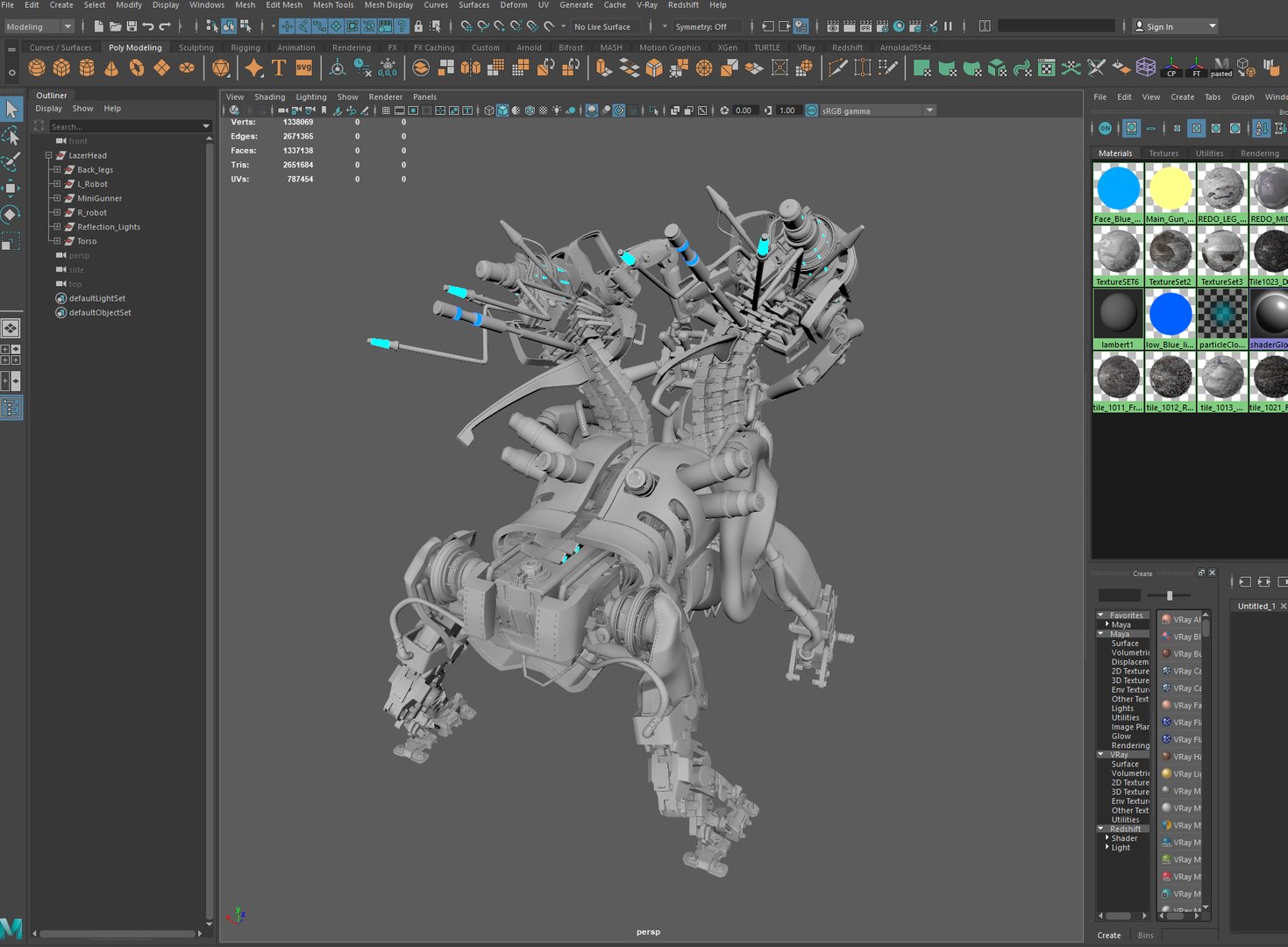 Horror Mech Monster- Vray- Lowpoly Model - TurboSquid 2383407