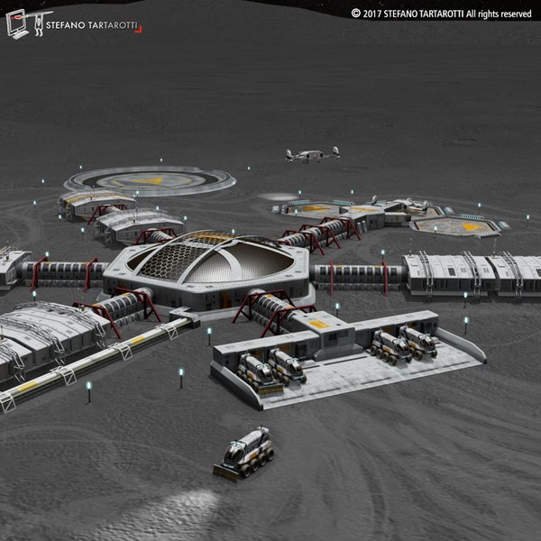 Sci-fi moon mars base 3D model - TurboSquid 1195394