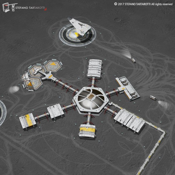Sci-fi moon mars base 3D model - TurboSquid 1195394