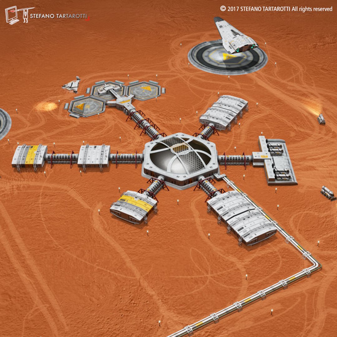 Sci-fi Moon Mars Base 3D Model - TurboSquid 1195394