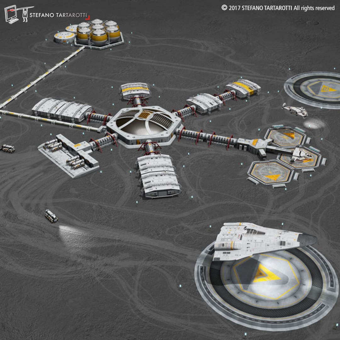 Sci-fi Moon Mars Base 3D Model - TurboSquid 1195394