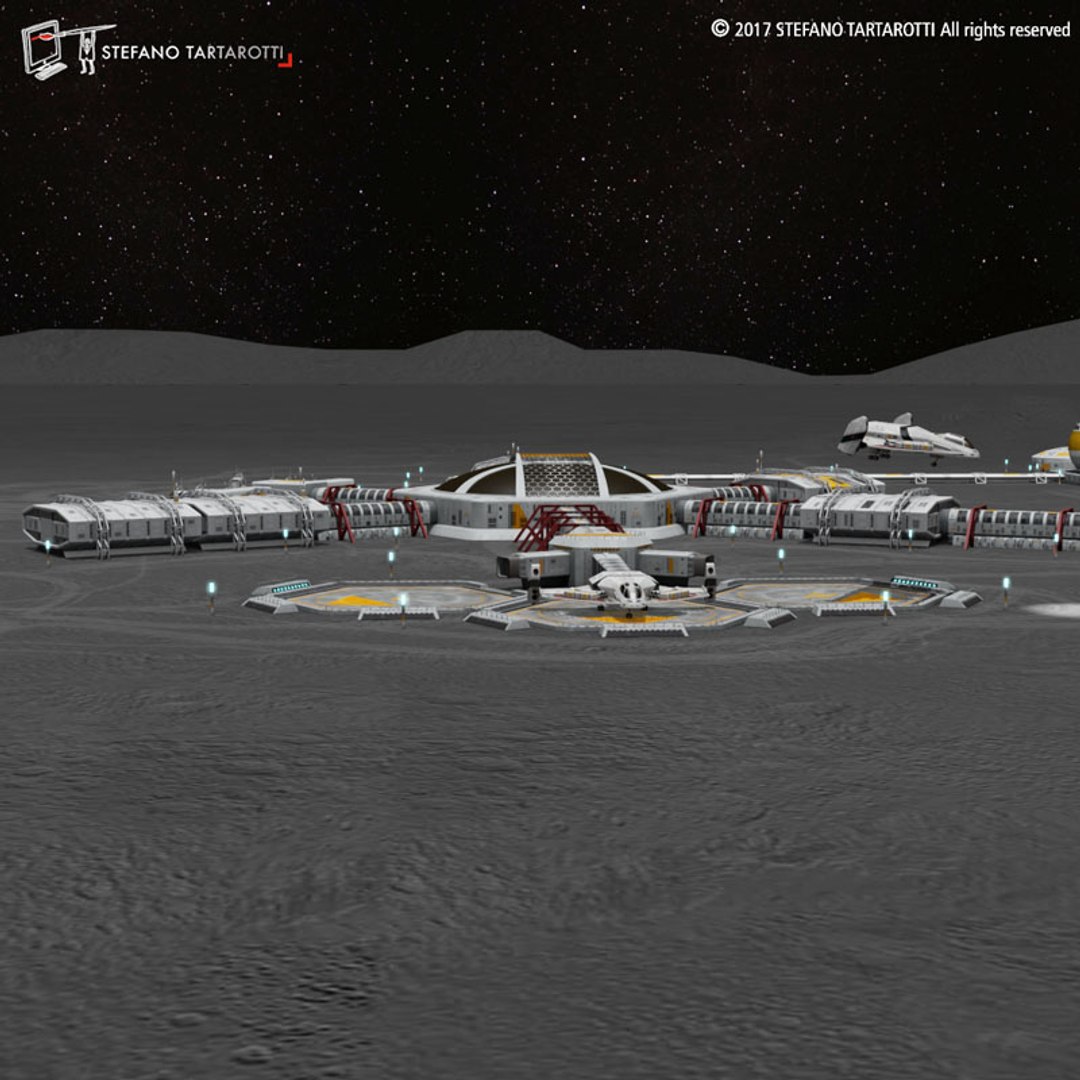 Sci-fi Moon Mars Base 3D Model - TurboSquid 1195394