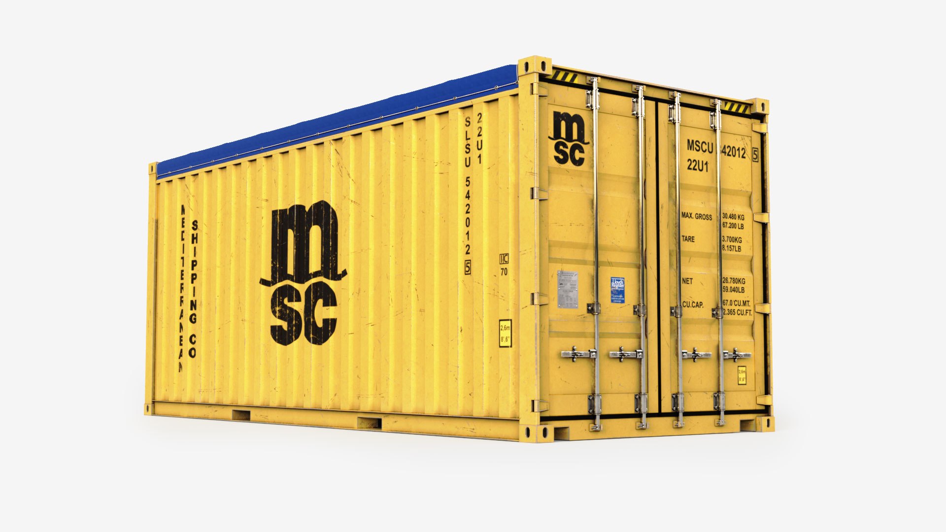 20feet MSC Open Top Shipping Container 3D - TurboSquid 2210897