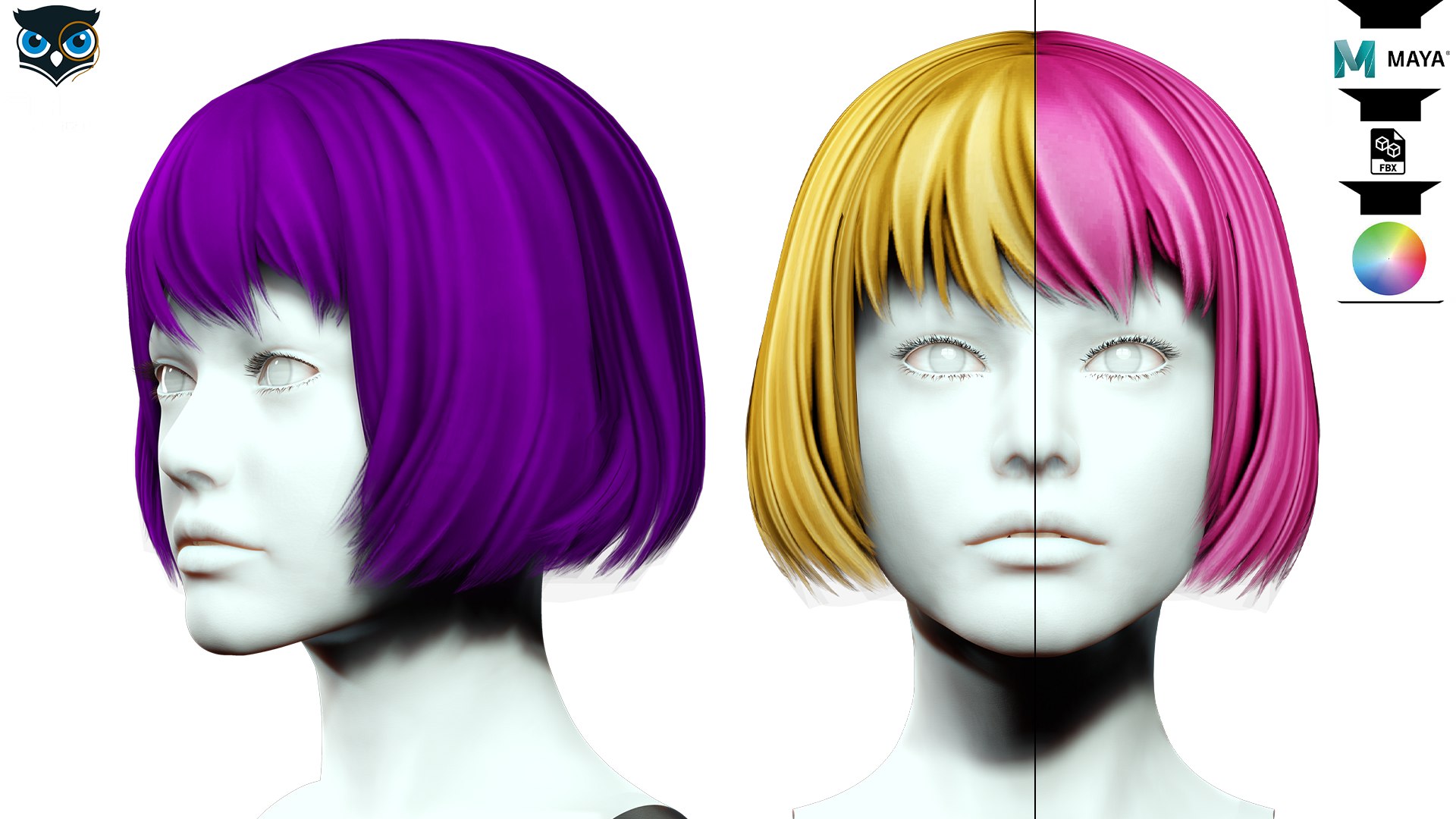 Female Bob Hair 3D - TurboSquid 2225910