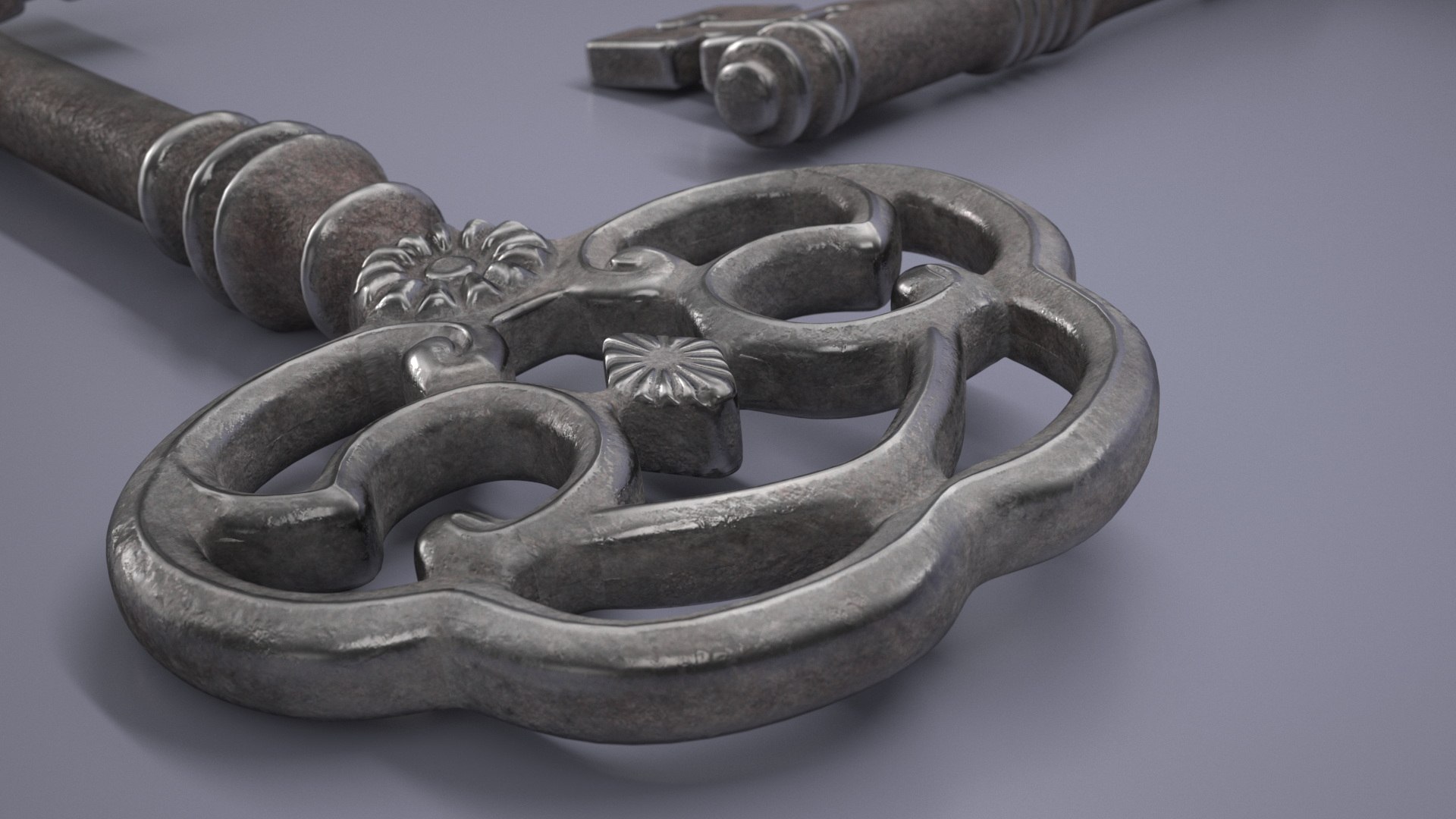 Antique Ornate Skeleton Key Steel Model - TurboSquid 2243533