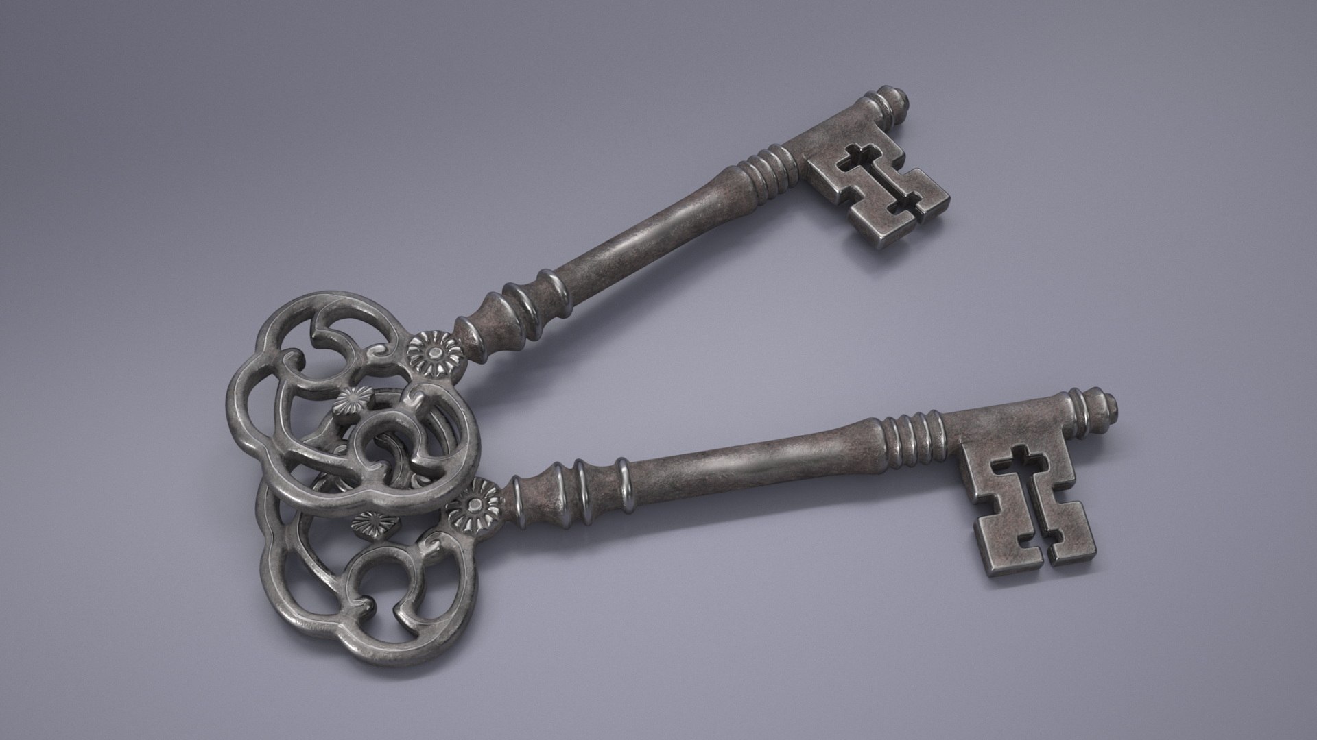 Antique Ornate Skeleton Key Steel Model - TurboSquid 2243533