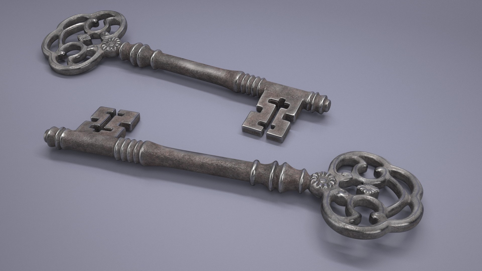 Antique Ornate Skeleton Key Steel Model - TurboSquid 2243533