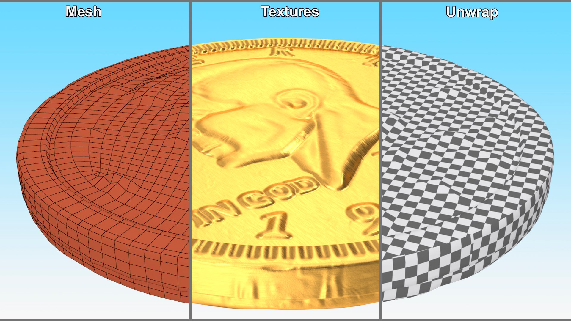 3D model Chocolate Half Dollar Gold Coin Foil Wrapper - TurboSquid 2101987