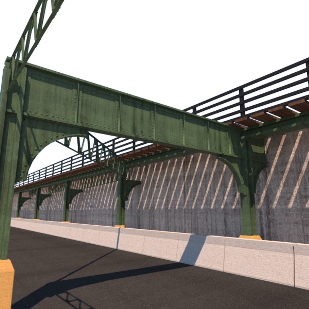 3d Raised Train Rail Support Model