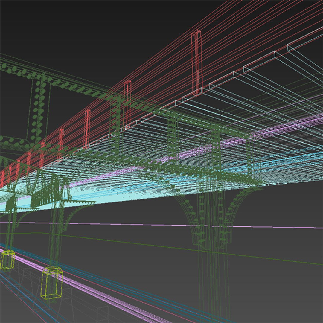 3d Raised Train Rail Support Model