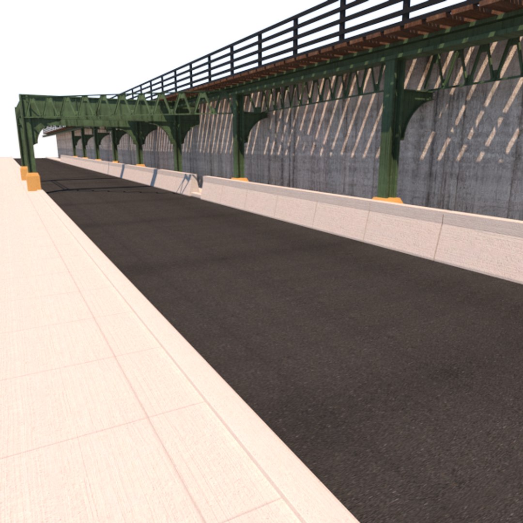 3d Raised Train Rail Support Model