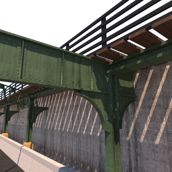 3d raised train rail support model
