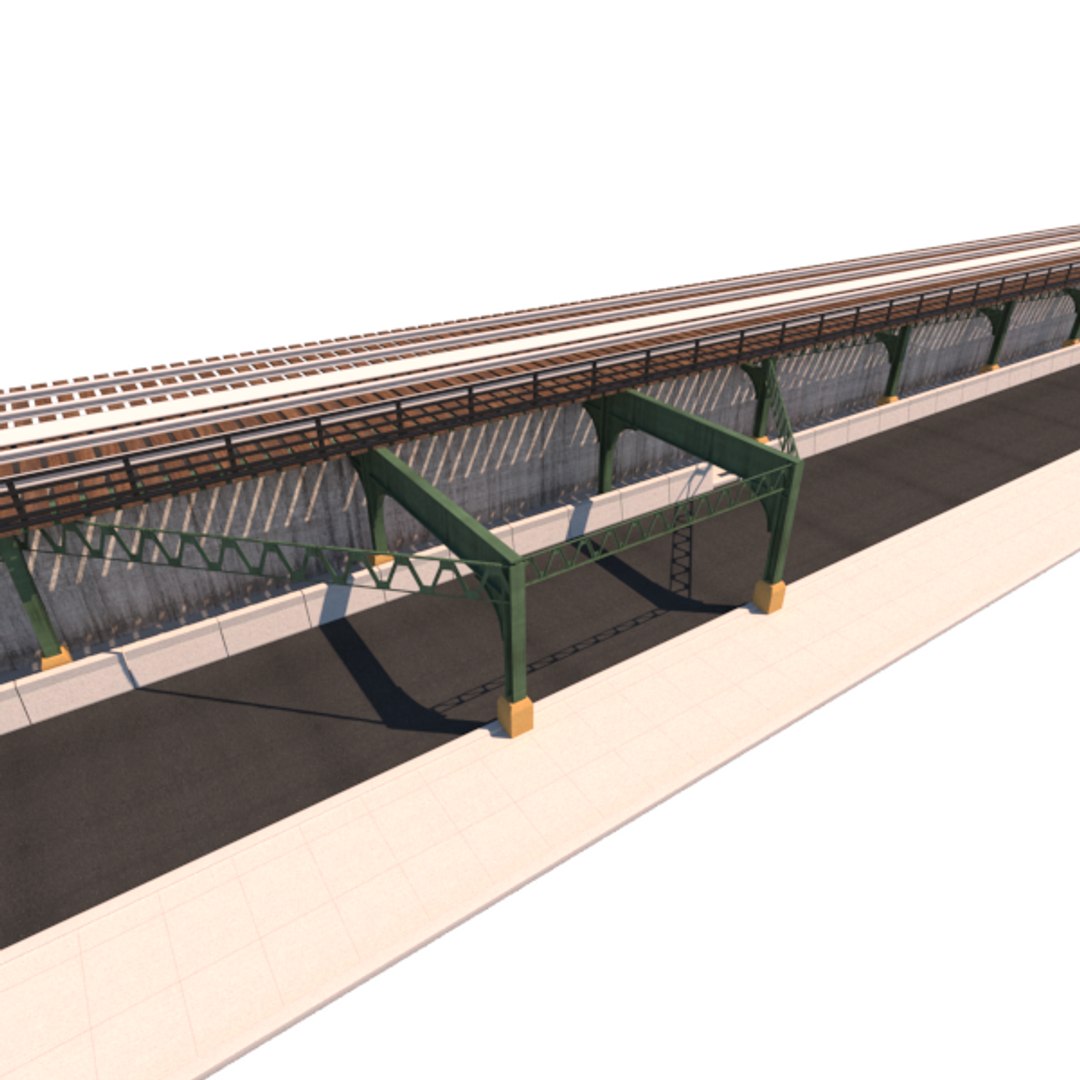 3d Raised Train Rail Support Model