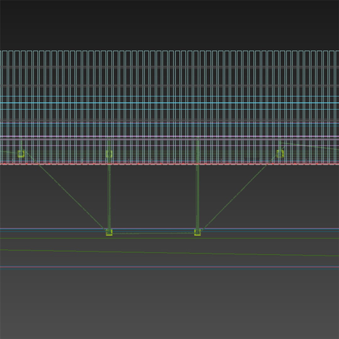 3d Raised Train Rail Support Model