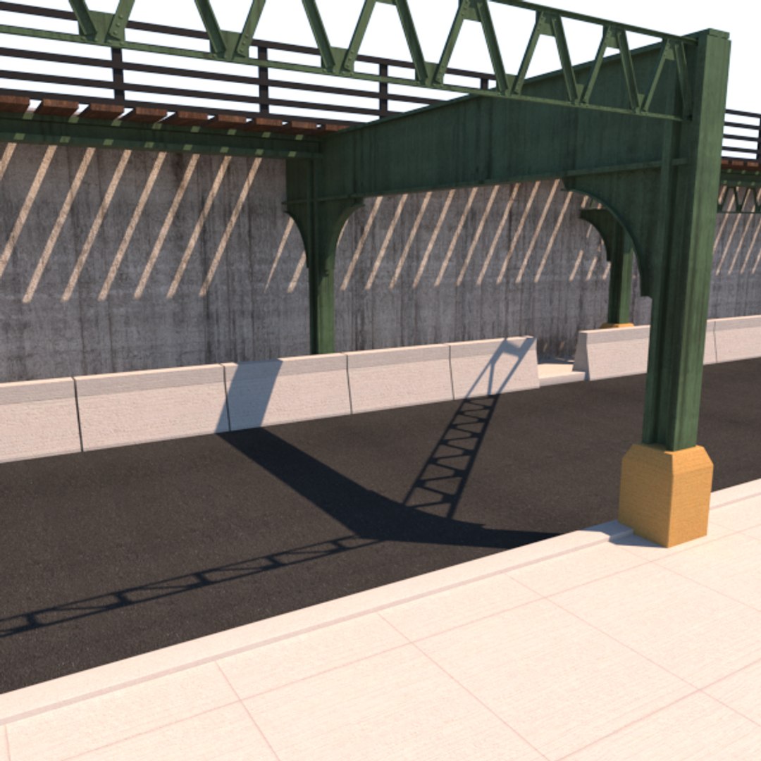 3d Raised Train Rail Support Model