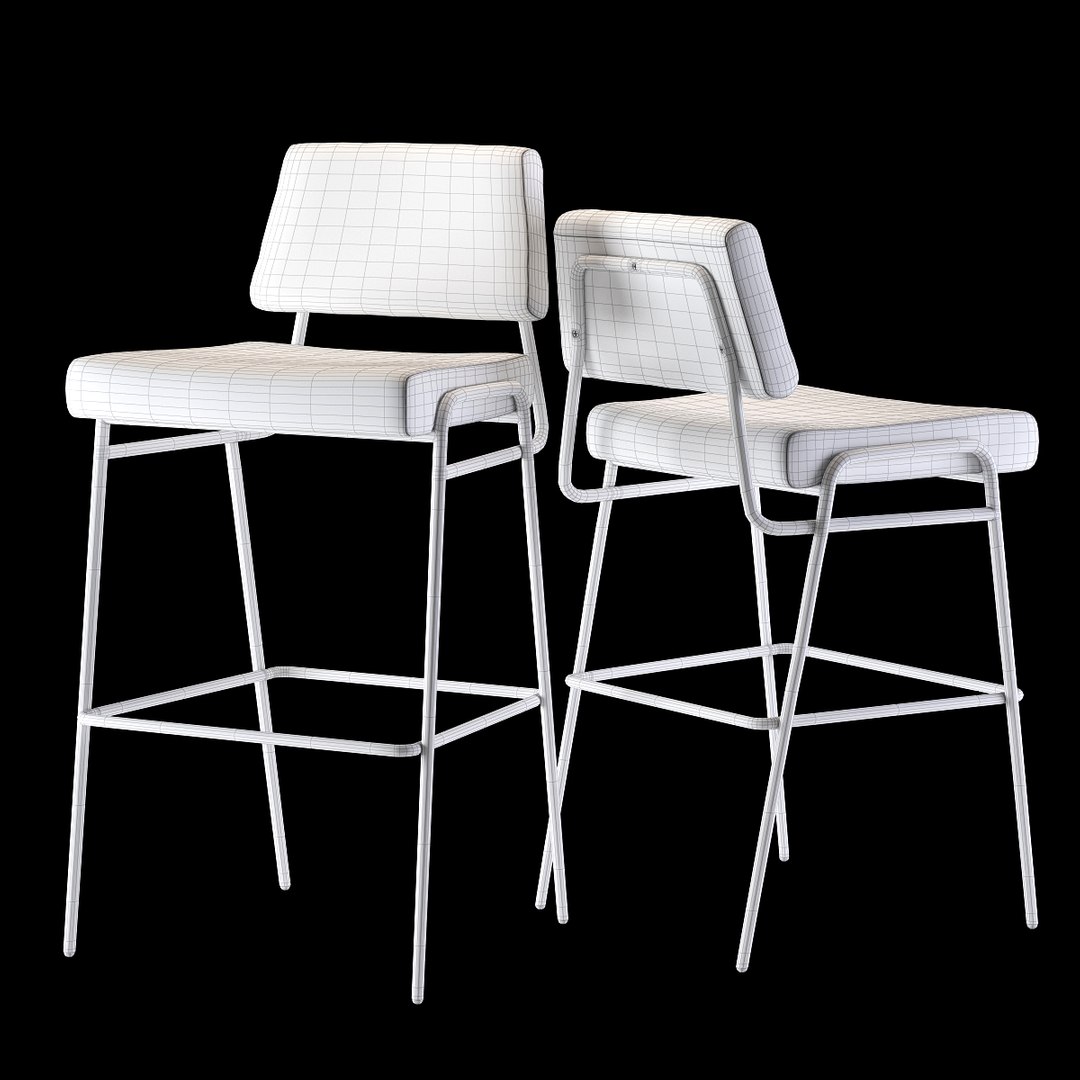 Wire Frame Bar Stool 3D - TurboSquid 1340832