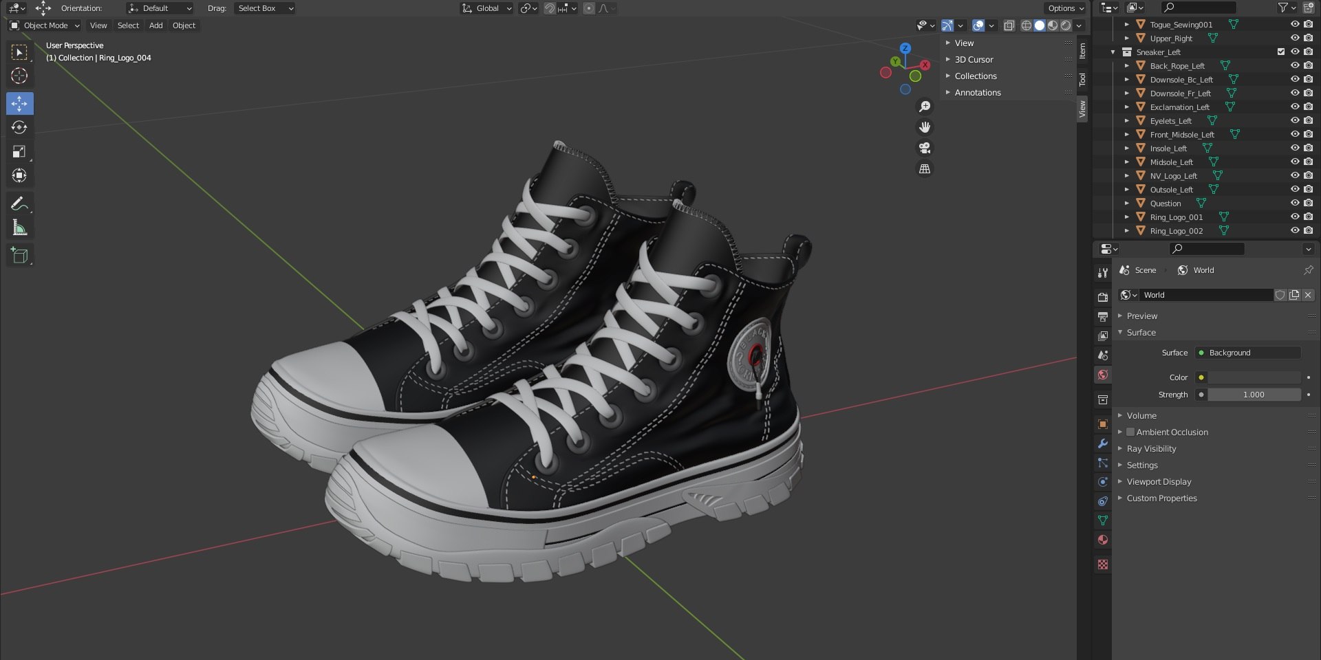 3D Sneakers Casual High-top Black - TurboSquid 1955204