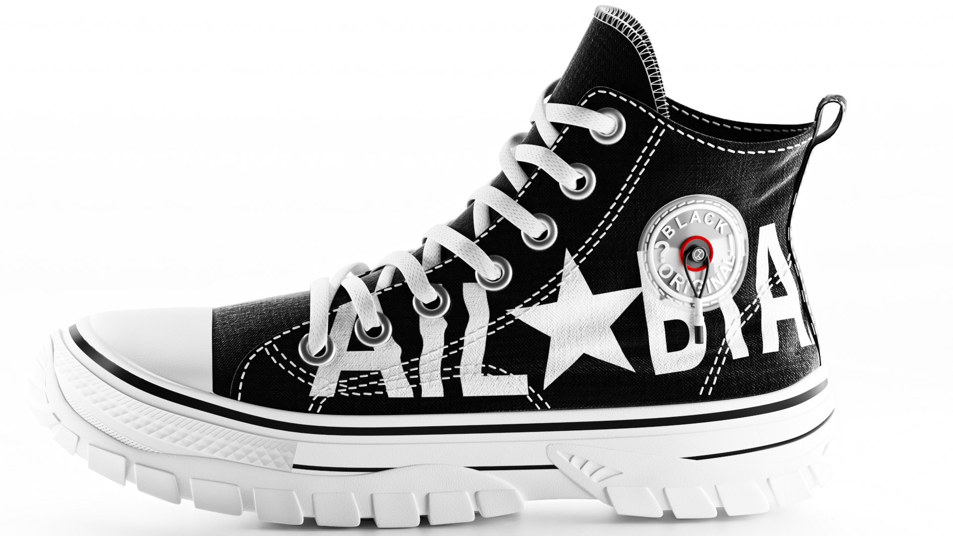 3D Sneakers Casual High-top Black - TurboSquid 1955204