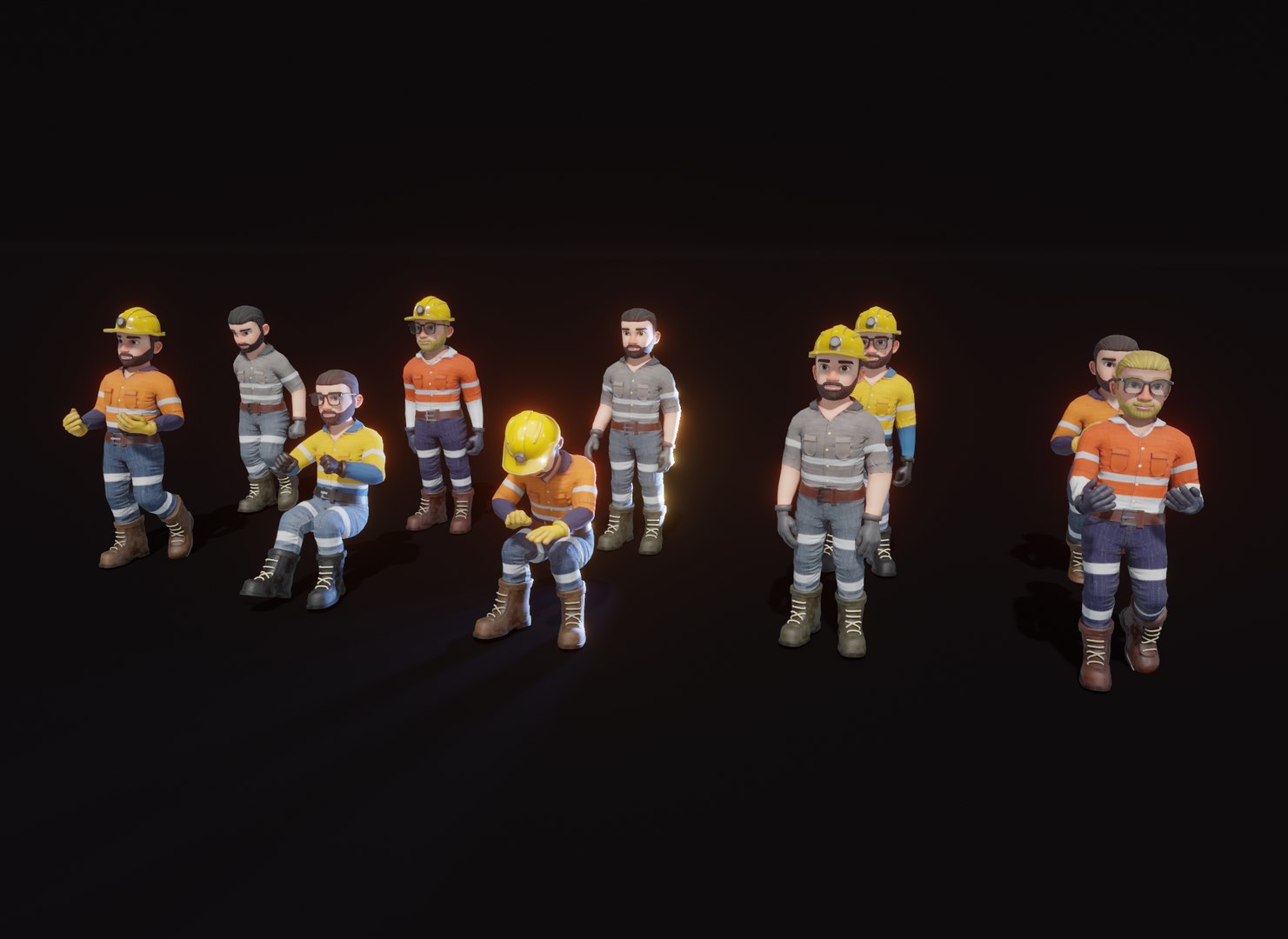Stylized Male Miner Animated Customizable Low-poly 3D Model Model ...