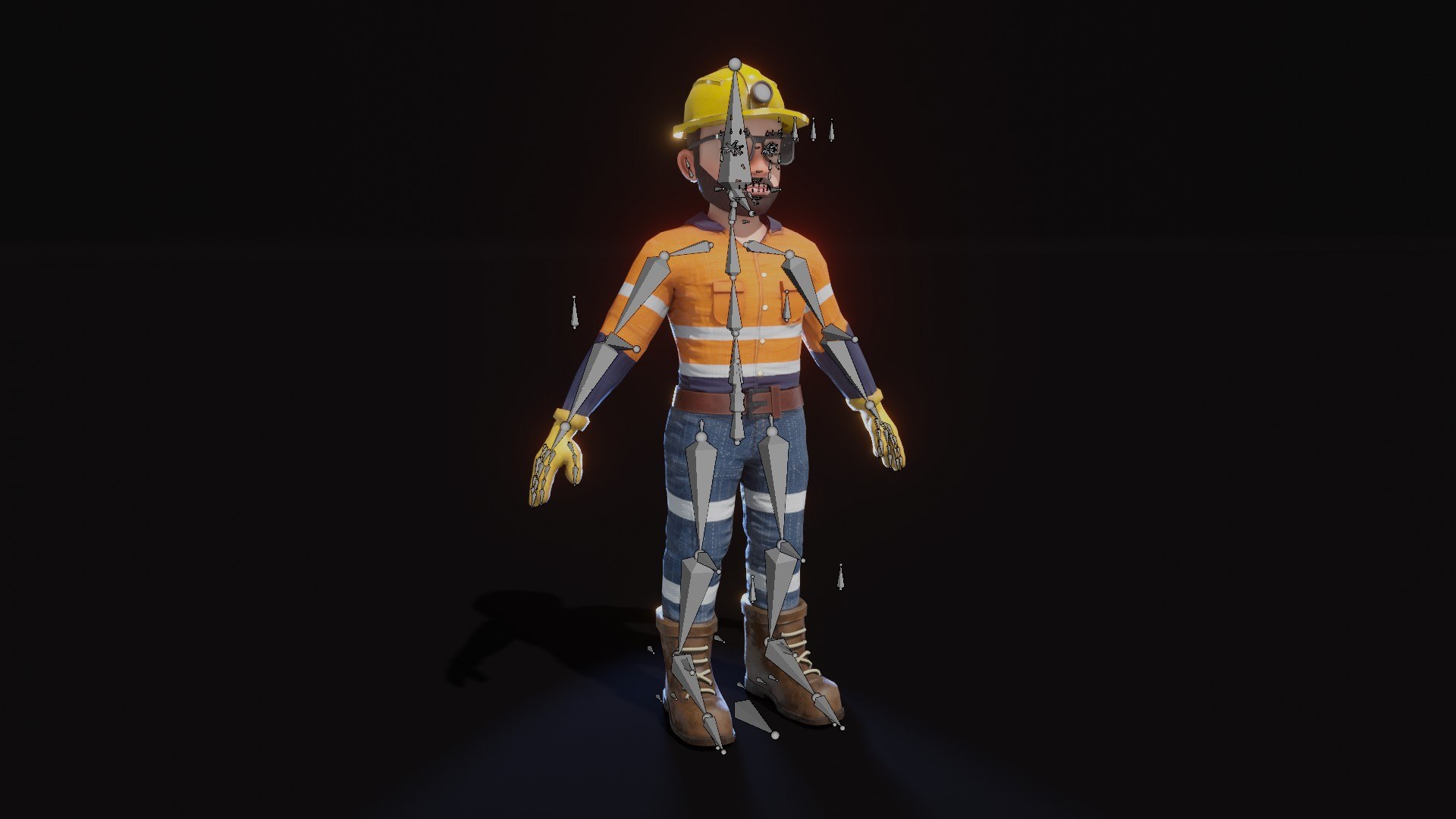 Stylized Male Miner Animated Customizable Low-poly 3D Model Model ...